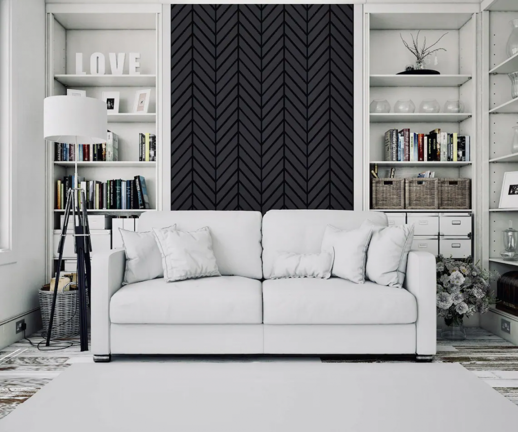 Black Chevron Panel: Modern Slat Wall Decor - 39cm x 242cm, 0.94 sq ...