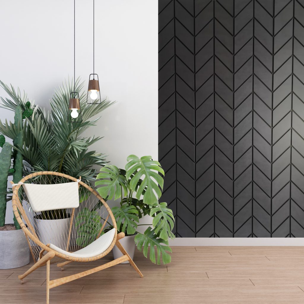 Charcoal Black BROAD Chevron Wall Panels 39cm x 242cm Ready to Fit ...
