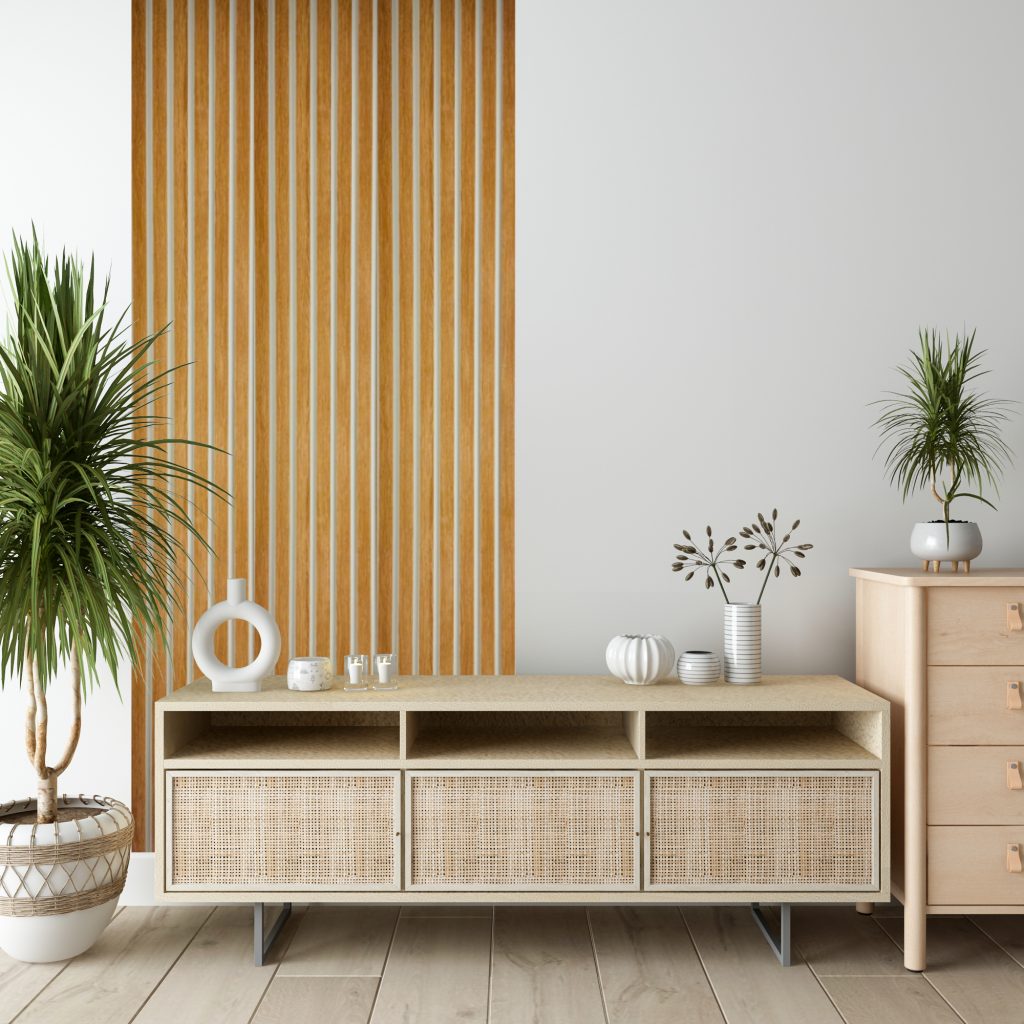 LED Ready Oak Laminate On White Background Wall Panels 39cm x 242cm ...