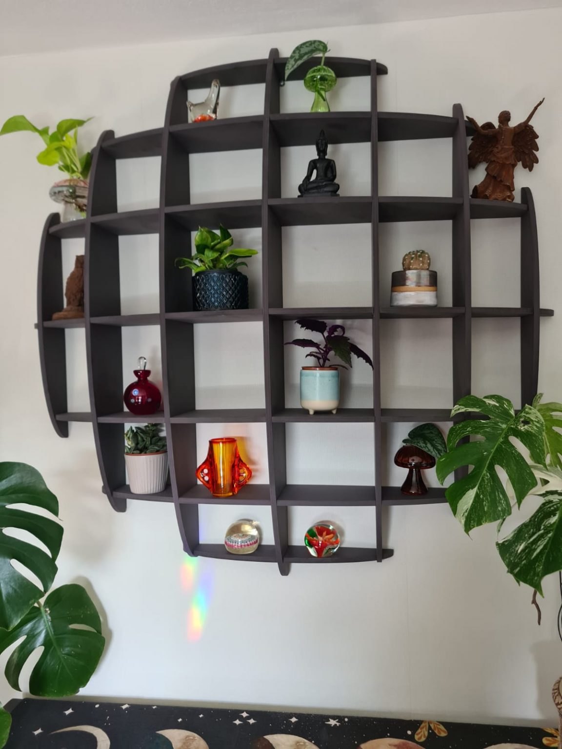 Charcoal Black” Eye” Wall Shelf, Sphere Bookcase, Hanging Geometric ...