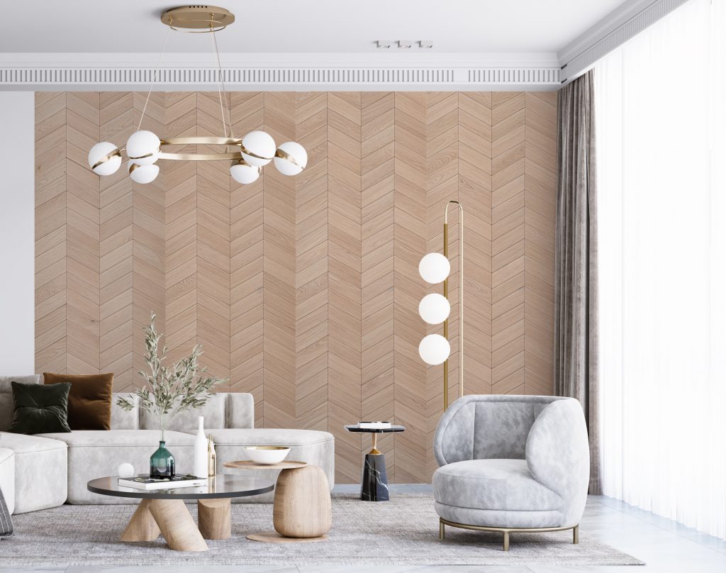 KLEPKI - Premium Oak Veneered MDF Chevron Wall Tiles for Luxury ...